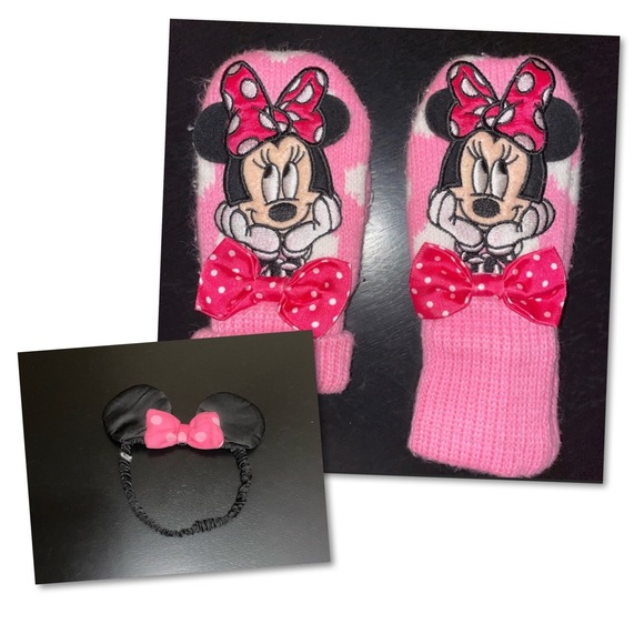 Disney | Accessories | Toddler Girls Disney Minnie Mouse Mittens And ...